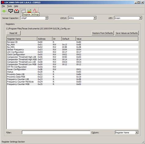 Ldc1000 Evm Configuration Settings Sensors Forum Sensors Ti E2e