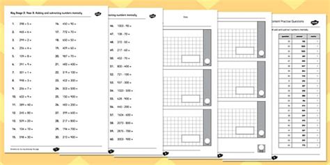 Key Stage 2 Arithmetic Test Year 3 Content Practice Questions