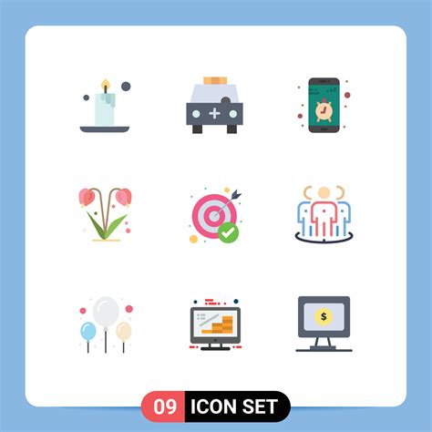 User Interface Pack Of 9 Basic Flat Colors Of Achievement Nature App Floral Stop Editable Vector
