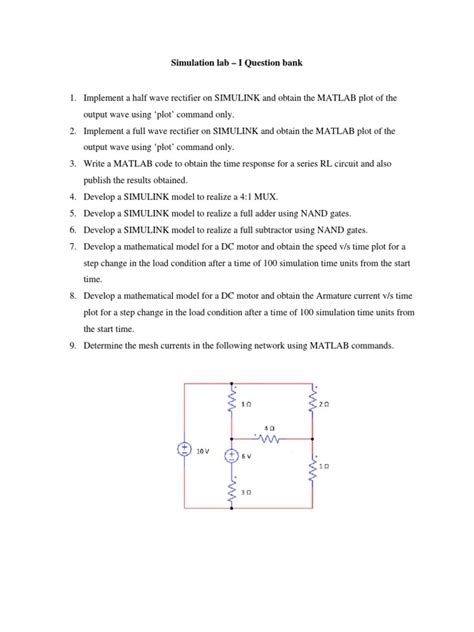 Simulation Lab I Question Bank Pdf Rectifier Matlab