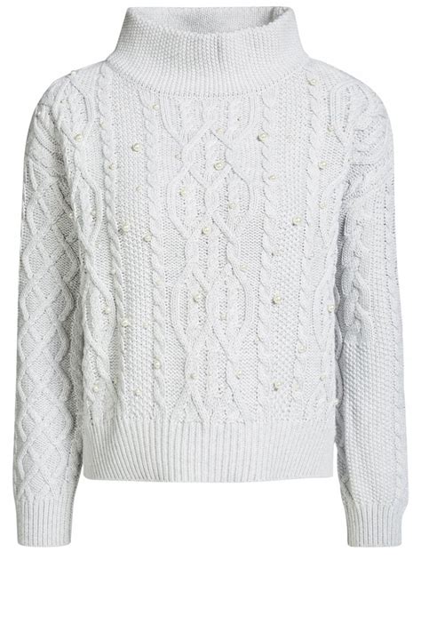 Oui Light Grey Cable Knit Sweater Knitwear From Shirt Sleeves UK