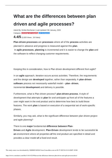 What Are The Differences Between Plan Driven And Agile Processes Superior University Lahore IT 0