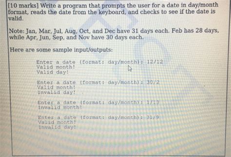 solved [10 marks] write a program that prompts the user for