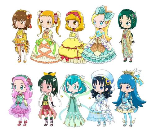 Some Anime Girls With Different Outfits And Hair Styles All Wearing