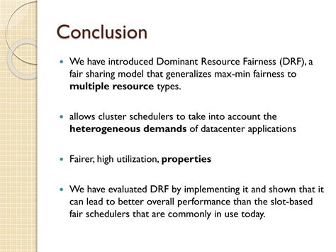 Ppt Dominant Resource Fairness Fair Allocation Of Multiple Resource
