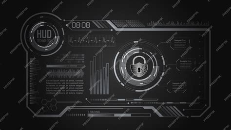 Premium Vector Hud Padlock On Digital Background