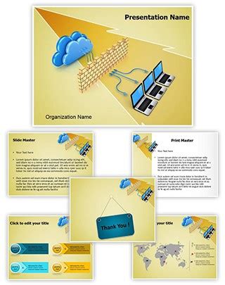 Professional Network Shield Firewall Editable PowerPoint Template