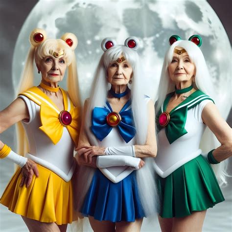 Premium Photo Three Elderly Women Dressed As Sailor Moon Characters