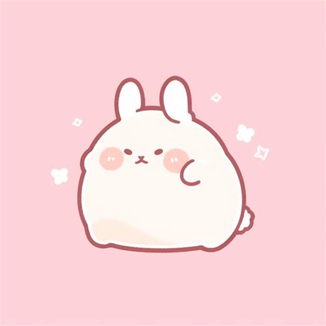 Premium Ai Image There Is A White Bunny With Pink Cheeks Sitting On A Pink Background