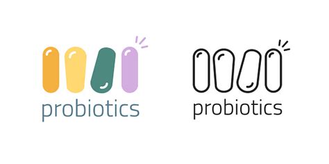 프로 바이오 틱 유산균 아이콘 로고 벡터 그래픽 라인 개요 예술 박테리아 프리 바이오 틱 미생물 로고 유형 기호 의료 과학 재미 만화 식물 Microbiome 레이블 이미지