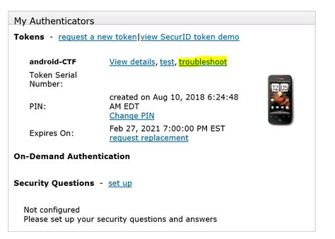 reset the token pin in the rsa authentication manager 8 x self service