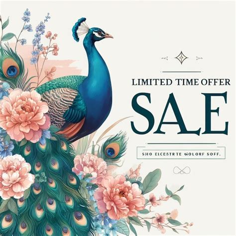Premium Photo Vector Shop Ad Template With Watercolor Peacocks And