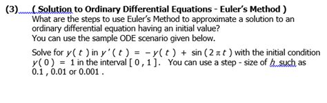 Solved What Are The Steps To Use Eulers Method To Chegg Com