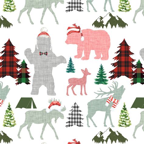 Woodland Christmas Fabric By The Yard Quilting Cotton Knit Or Jersey