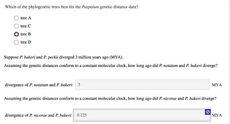 solved which of the phylogenetic trees best fits the paspalum genetic