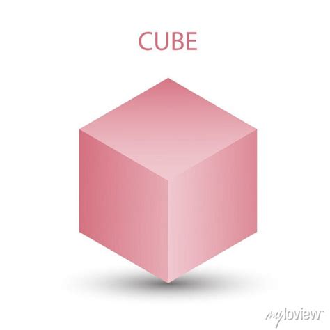 Vector Pink Cube With Gradients For Game Icon Packaging Design • Wall Stickers White