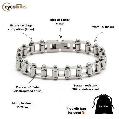Cycolinks Stealth 7mm Bike Chain Bracelet 5 Colors