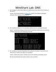 WireSharkLabDNS Docx WireShark Lab DNS 1 Run Nslookup To Obtain The IP Address Of A Web