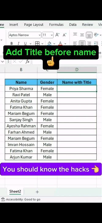How To Add Title Before Name Excel Interview Questions Advance