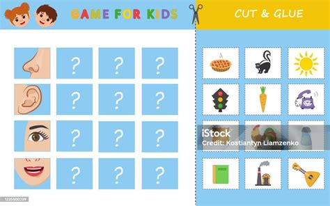 어린이를위한 교육 워크 시트 아이들을위한 게임 감각과 사물의 대응을 찾아보세요 공부에 대한 스톡 벡터 아트 및 기타 이미지 공부 공휴일 교육 Istock