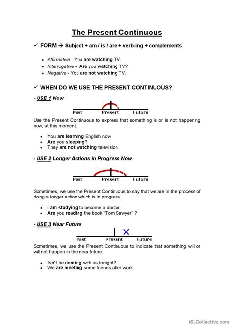 Present Continuous Explanation Gra… Français Fle Fiches Pedagogiques Pdf And Doc