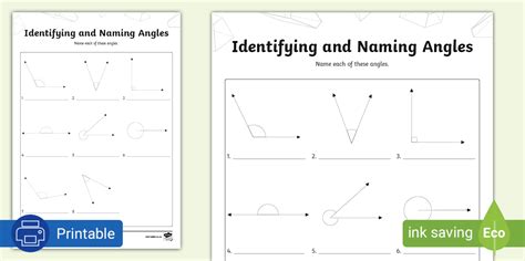 Identifying And Naming Angles Activity Sheet Teacher Made