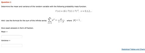 Solved Question 1 Determine The Mean And Variance Of The