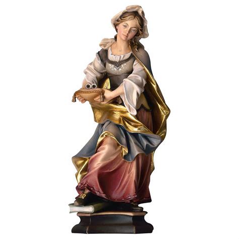 Saint Lucy Of Syracuse With Eyes Wooden Statue Cm 60 236 Inch