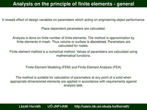 Analysis On The Principle Of Finite Elements Fem Fea Ppt Download