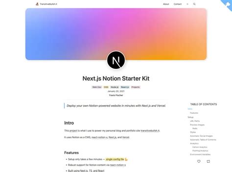 Nextjs Notion Starter Kit Best Nextjs Themes