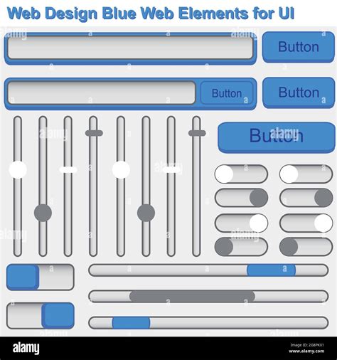 Flat Ui Web Design Elements Set Icons Buttons Progress Bars Vector