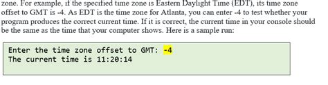Zone For Example If The Specified Time Zone Is Chegg