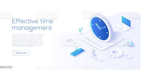 효과적인 시간 관리 아이소메트릭 벡터 일러스트 레이 션입니다 효과적인 생산성을 위한 작업 우선 순위 지정 조직 작업 일정 최적화