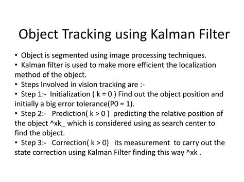 Kalman Filter For Object Tracking Pptx