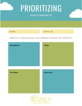 Task Prioritizing Worksheet By PREVENTIONWORKS TPT