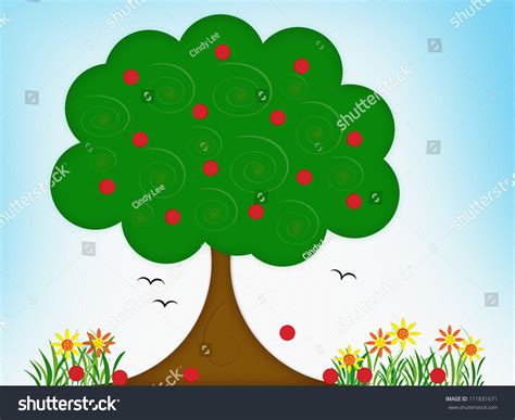 Single Red Apple Tree Clip Art Images Stock Photos Vectors Shutterstock