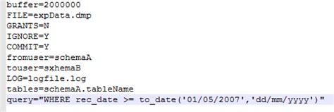 Oracle Import With Condition Clause Query In Parfile Oracle12c