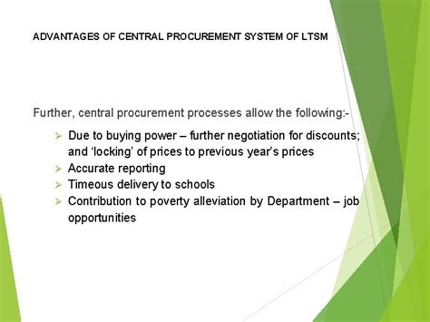 Centralised Procurement System Background Centralised Ltsm Procurement Systems