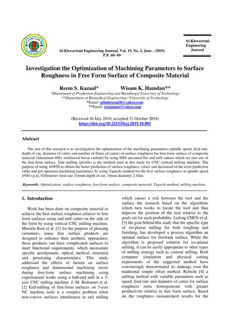 Pdf Investigation The Optimization Of Machining Parameters To Surface
