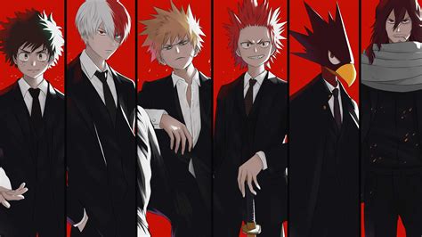 My Hero Academia Izuku Midoriya Shoto Todoroki Katsuki Bakugo Eijiro Kirishima Fumikage Tokoyami