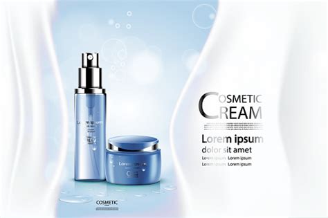 럭셔리 화장품 병 패키지 피부 케어 크림 뷰티 화장품 제품 포스터 Bokeh 및 물 배경 3차원 형태에 대한 스톡 벡터 아트 및 기타 이미지 Istock