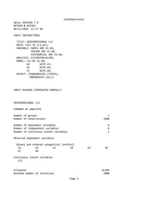 Output Mplus Item Kelompok Pdf