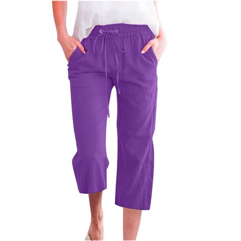 Hvyesh Womens Summer High Waisted Capri Pants Plus Size Casual Sport
