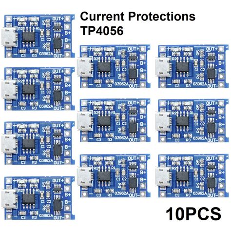 10pcs Current Protections Tp4056 Module Tp4056 Circuit 5v 1a Micro Usb With Current Protection