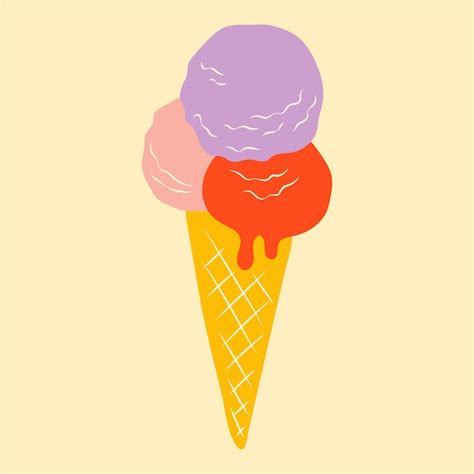 Helado En Estilo De Dibujos Animados Brillante Vector Plano De Helado