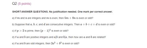 Solved Q2 5 Points SHORT ANSWER QUESTIONS No Chegg Com