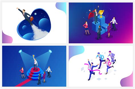 아이소메트릭 사업 시작 웹 배너 디자인입니다 시작 합니다 소득와 성공입니다 디지털 변환입니다 기술 미래입니다 공간 창의력 상상력 혁신에 대 한 개념에서 사업가 개념과 주제에