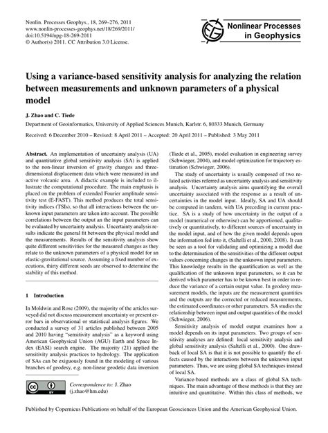 Pdf Using A Variance Based Sensitivity Analysis For Analyzing The