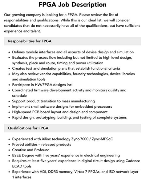 Fpga Job Description Velvet Jobs