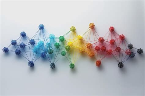 Premium Photo Abstract Futuristic Wave With Colorful Lines Connecting Dots Digital Data